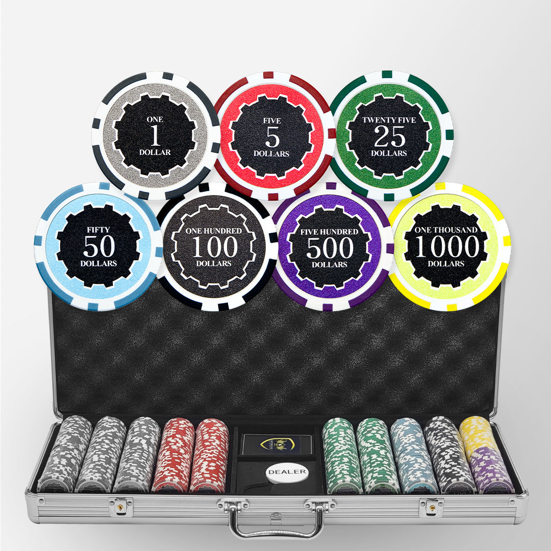 500 Eclipse Poker Chips Set - Silver Aluminum Case | MRC Poker