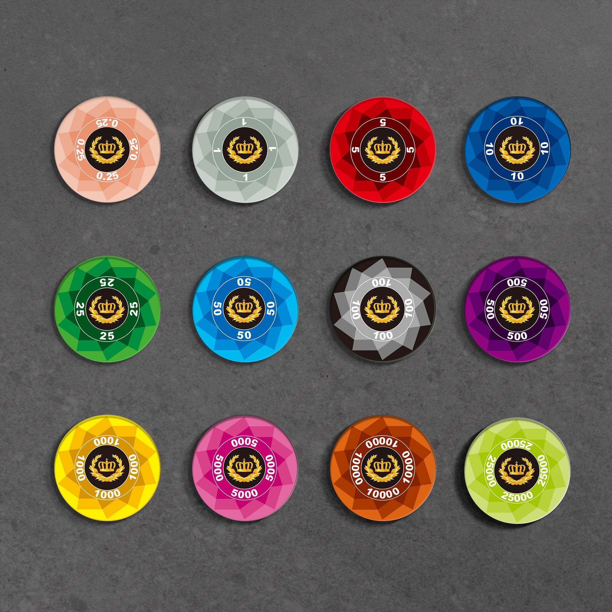 Shop 12PCS Laurel Crown Ceramic Poker Chips Sample Set | Premium Poker ...