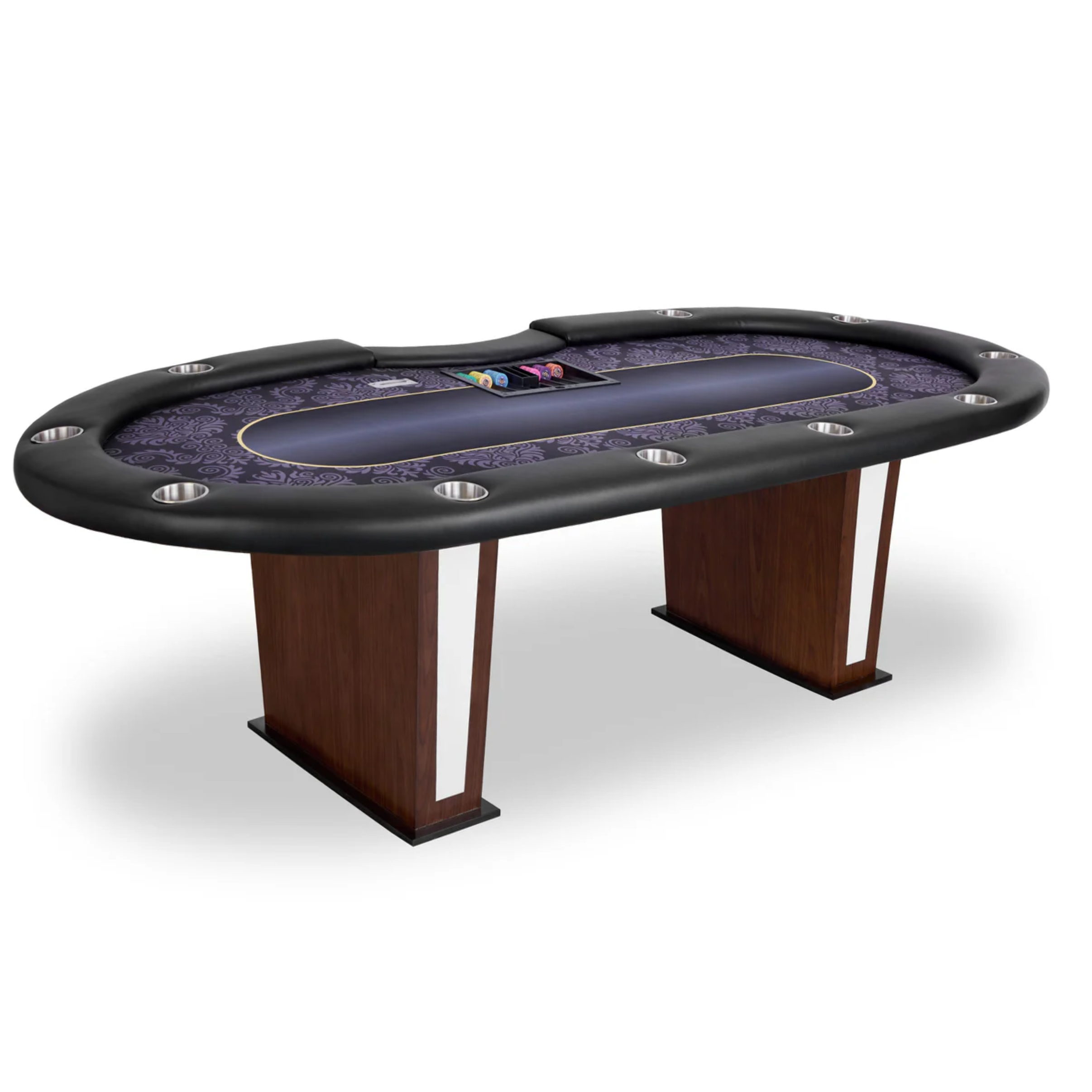 The Prestige Poker Table - Purple, Pedestal Legs, 10-Player Luxury